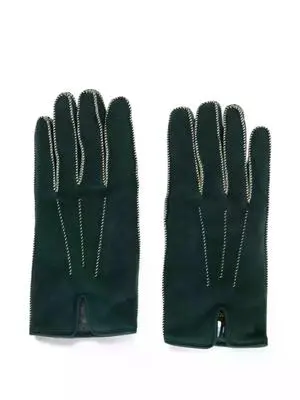 MOORER Whipstitch-trim Leather Gloves - Green