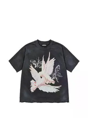 WARMAN Graphic-print Distressed T-shirt - Black