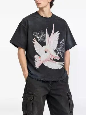 WARMAN Graphic-print Distressed T-shirt