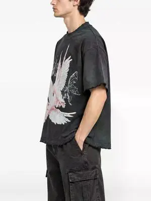 WARMAN Graphic-print Distressed T-shirt