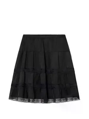 Gimaguas Cielo Lace-trim Tiered Midi Skirt - Black