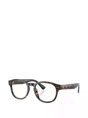Polo Ralph Lauren Tartan-print Round-frame Glasses - Brown
