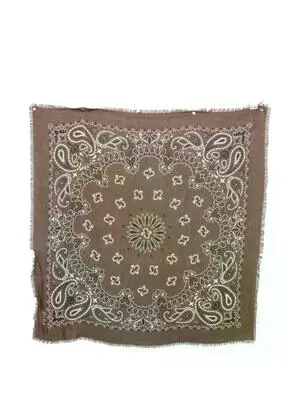 MC2 SAINT BARTH Foulard Maxi Paisley-print Frayed Scarf - Brown