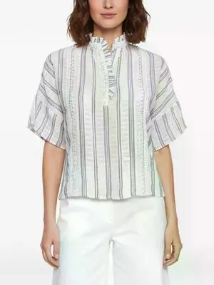 Sandro Guipure-lace Striped Blouse - Neutrals