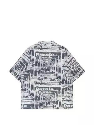 PURPLE BRAND Tabloid-print Short-sleeve Shirt
