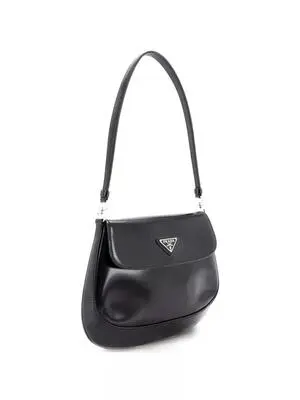 Prada Cleo Flap Shoulder Bag Spazzolato Leather Small Hobo Bag