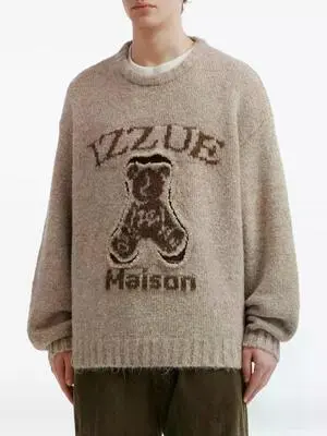 Izzue Bear-intarsia Crew-neck Sweater