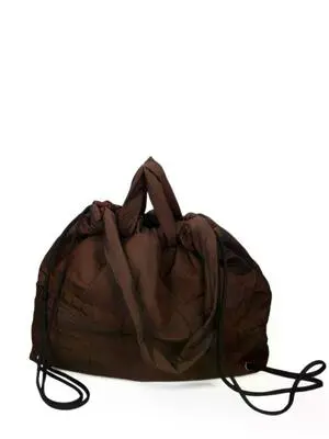 VIC MATIE Quilted Drawstring Tote Bag - Brown