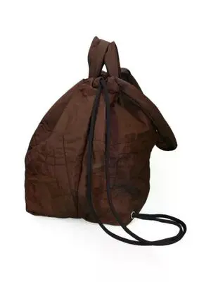 VIC MATIE Quilted Drawstring Tote Bag - Brown