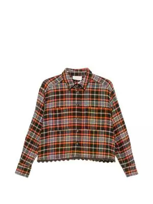 I BLUES Check-pattern Scalloped-edge Shirt