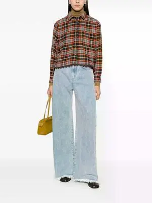 I BLUES Check-pattern Scalloped-edge Shirt