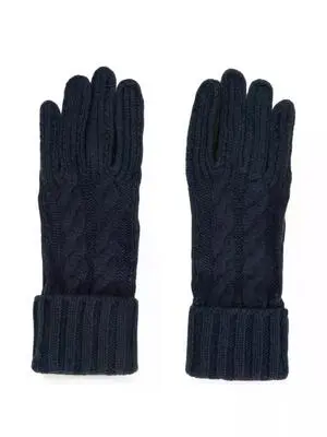 MOORER Cable-knit Suede-panel Gloves - Blue