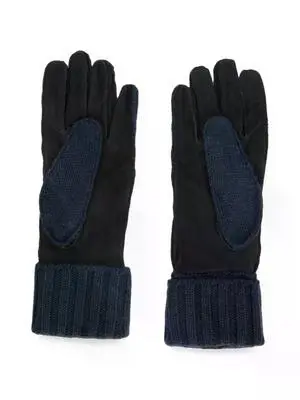 MOORER Cable-knit Suede-panel Gloves