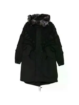 TAAKK Ruffle-trimmed Faux-fur Trim Coat - Black