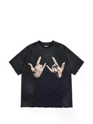 WARMAN Graphic-print Distressed T-shirt - Black