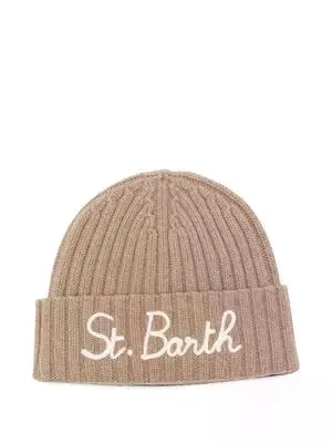MC2 SAINT BARTH Wengen Embroidered Ribbed-knit Beanie Hat - Neutrals