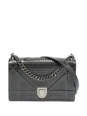 Dior 2017 Medium Diorama Microcannage Shoulder Bag - Grey
