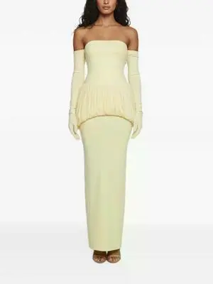 CHATS BY C.DAM Katherine Strapless Peplum Dress - Yellow