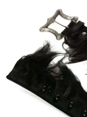 THUG CLUB Maine Faux-fur Studded Belt - Black