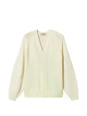TWINSET Wool Blend Jumper With Embroidery - Neutrals