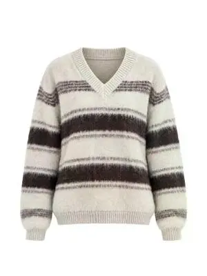 LOW CLASSIC Striped V-neck Sweater