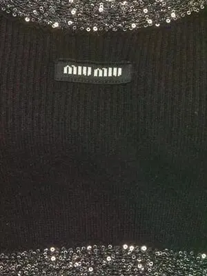 Miu Miu Sequin-embellished Knit Crop Top