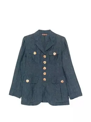 ROMEO GIGLI 1990s Button-up Linen Jacket - Blue