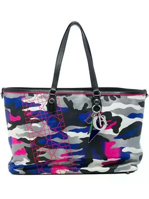 Dior 2011 Anselm Reyle Large Canvas Camouflage Tote Satchel - Multicolour
