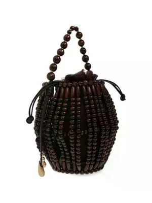 Cult Gaia Lanterna Beaded Wood Bucket Bag
