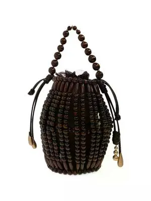 Cult Gaia Lanterna Beaded Wood Bucket Bag