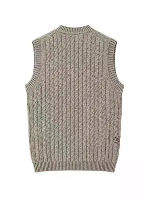 AMARANTO Cable-knit V-neck Vest