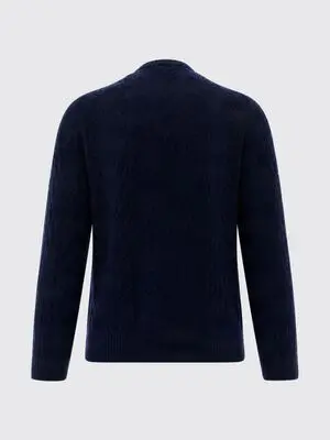 BALLANTYNE Cable-knit Wool Blend Crewneck Sweater With Long Sleeves - Navy