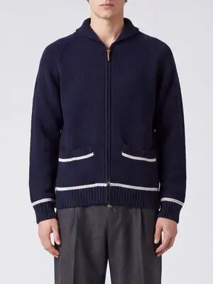 SEBAGO Wool Blend Cardigan With Shawl Collar And Graphic Print