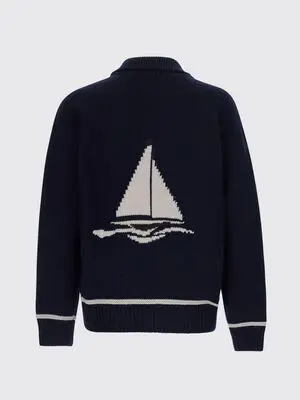 SEBAGO Wool Blend Cardigan With Shawl Collar And Graphic Print