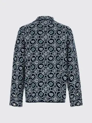 Casablanca Jacquard Monogram Cotton Cardigan With Classic Collar