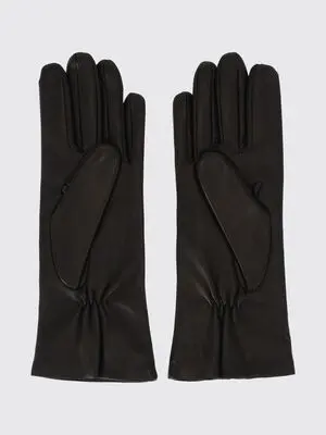Orciani Classic Soft Lambskin Leather Gloves With Metal Logo - Black