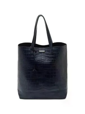Saint Laurent 2017 Bold Crocodile-embossed Tote Bag - Blue