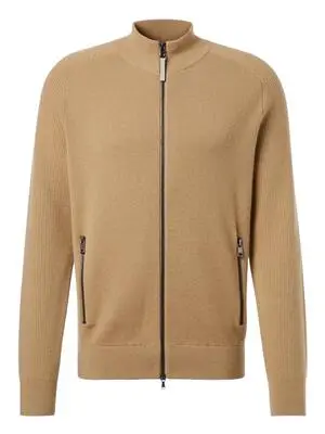 Bogner Bogner Dexter Wool And Cashmere Zip-Up Sweater Beige