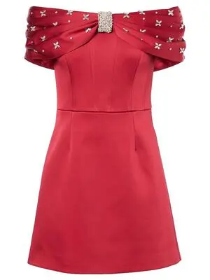 Rebecca Vallance Carmella Embellished Satin Mini Dress - Red