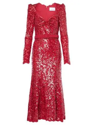 Rebecca Vallance Nicky Hilton Leyla" Sequin Midi Dress - Red