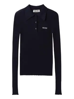 Miu Miu Cashmere Silk Polo Shirt - Blue