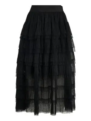 Maje Tiered Midi Skirt - Black