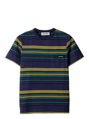 Miu Miu Cotton Striped T-shirt - Blue
