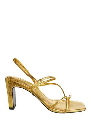 Sandro Metallic Faye High Heel Sandals - Beige