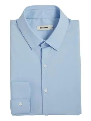 SANDRO Cotton-blend Point-collar Shirt