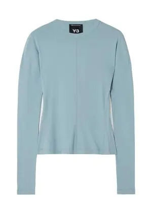 ADIDAS ORIGINALS Y-3 Paneled Organic Cotton-jersey Long-sleeve T-shirt - Blue