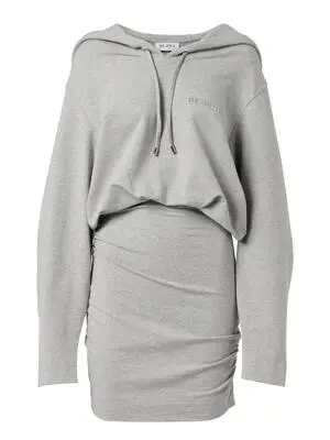 Attico Cotton-blend Jersey Sweatshirt Dress - Grey