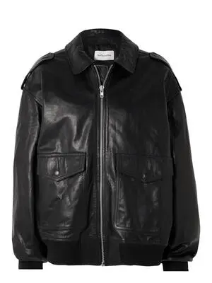 THE FRANKIE SHOP Viper Oversized Leather Bomber Jacket - Black
