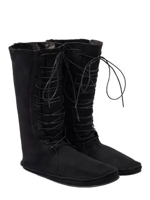 THE ROW Tyler Suede Lace-up Boots - Black