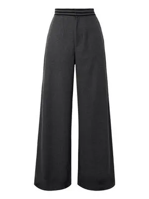 DESTREE Woven Wide-leg Wool Blend Trousers - Gray